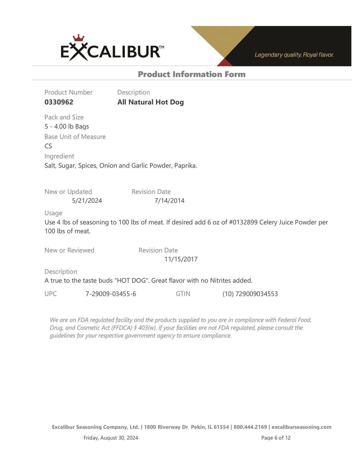 All Natural Hot Dog — Snake River Butcher Supply