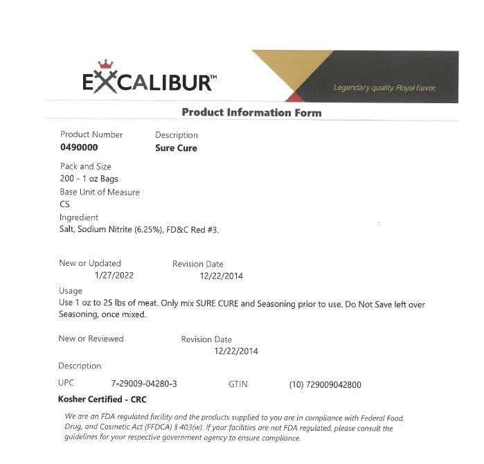 Sure Cure — Snake River Butcher Supply